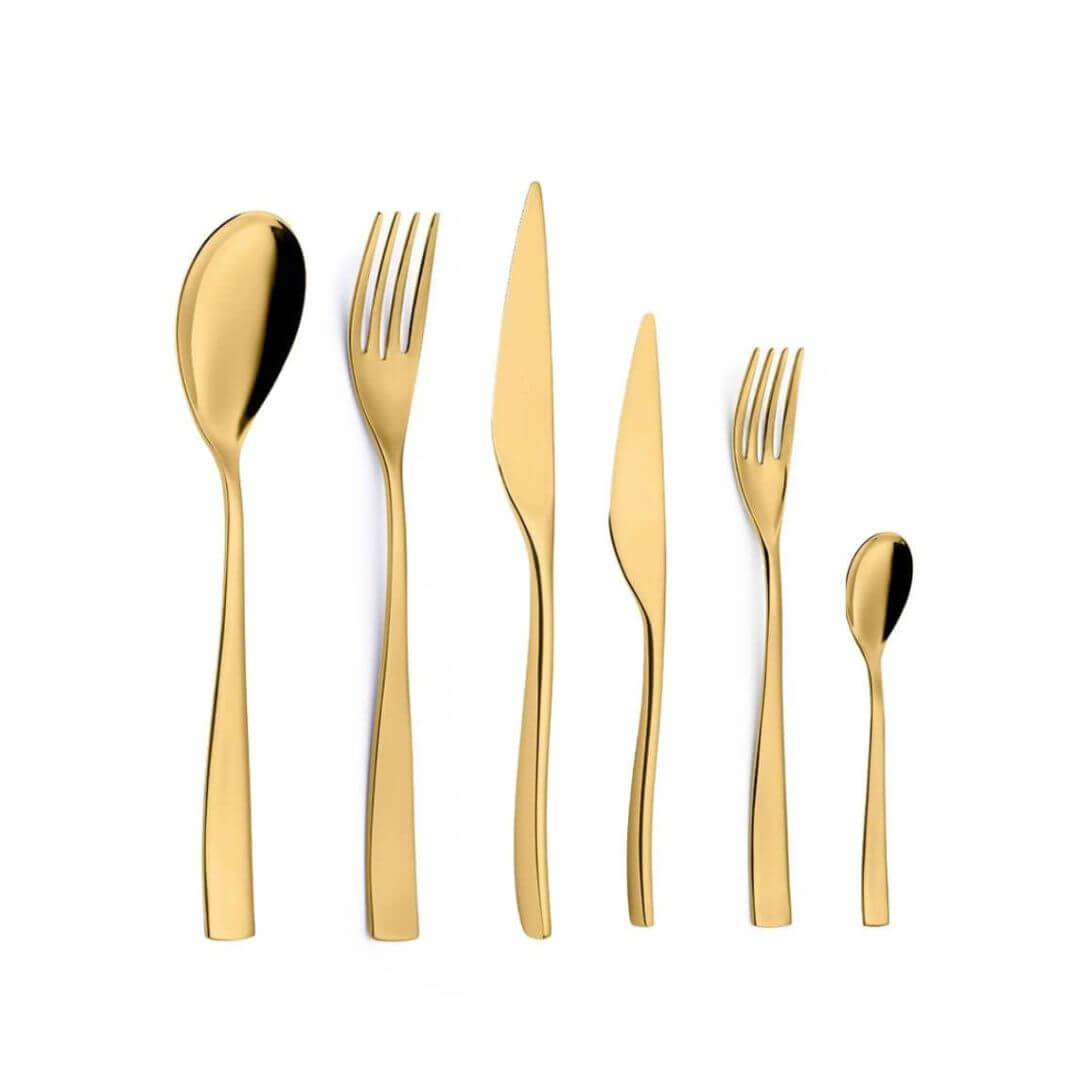 6-Piece Cutlery Set Contemporary Gold - Ugo Poggi Firenze